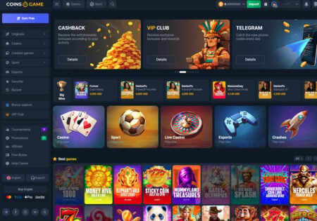 Coins Game Casino Review 2026: No Deposit Bonus & 100 Free Spins!